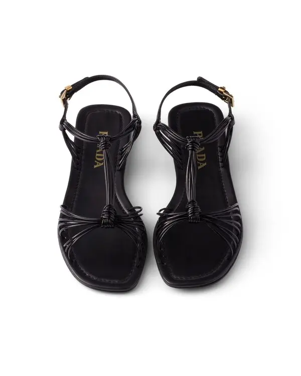 Prada Patent Leather Strappy Sandals - Black