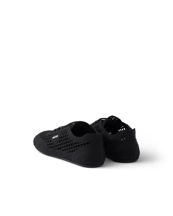 Prada Collapse Crochet Laced Sneakers - Black