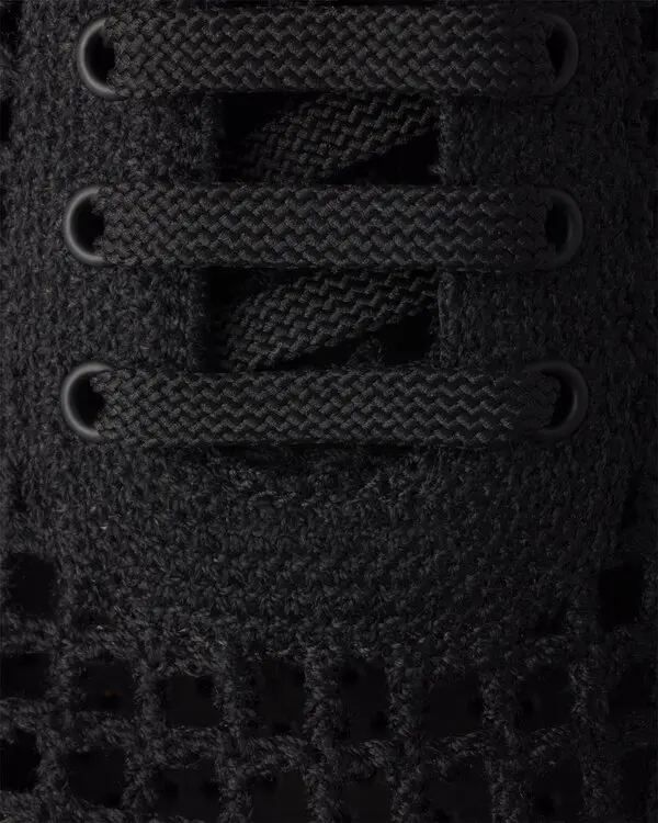 Prada Collapse Crochet Laced Sneakers - Black