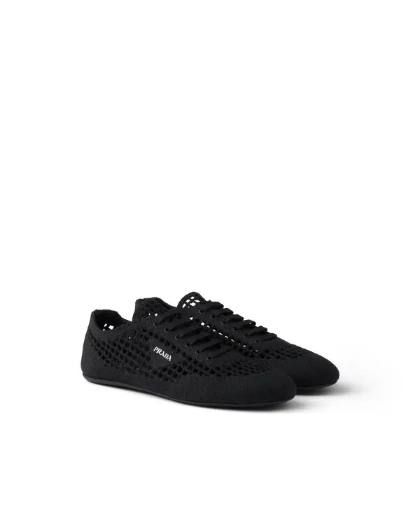 Prada Collapse Crochet Laced Sneakers - Black