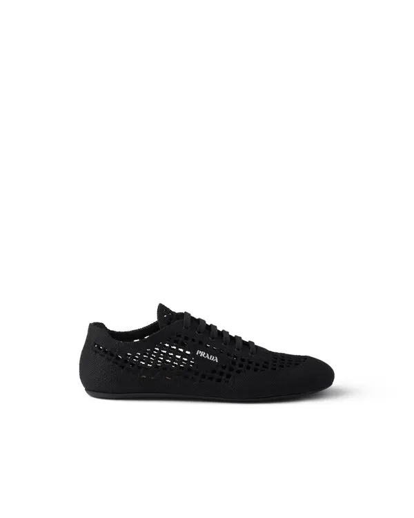 Prada Collapse Crochet Laced Sneakers - Black