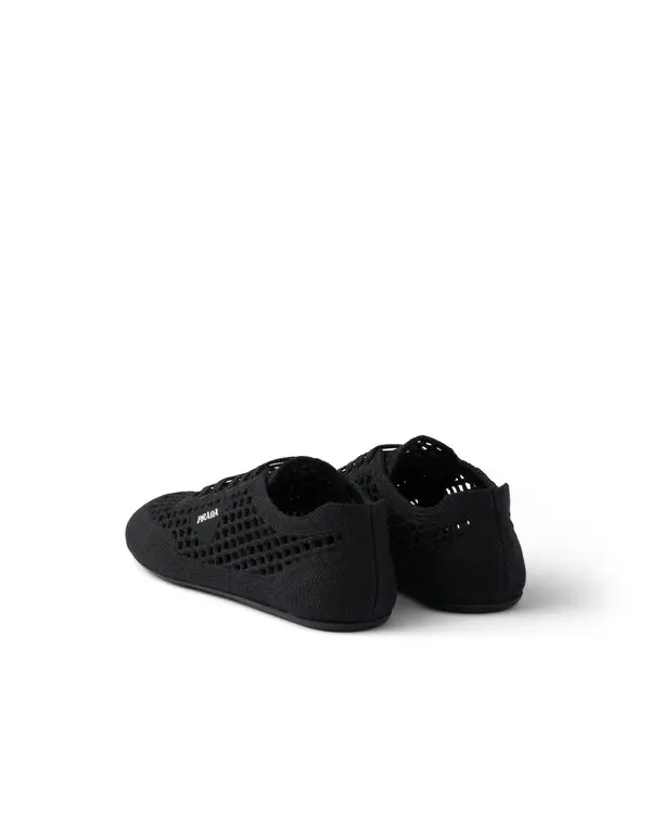 Prada Collapse Crochet Laced Sneakers - Black