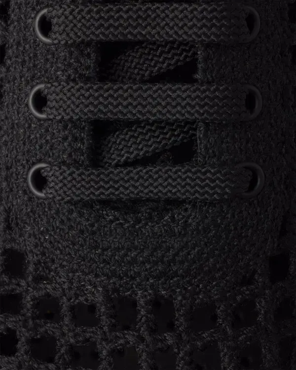 Prada Collapse Crochet Laced Sneakers - Black