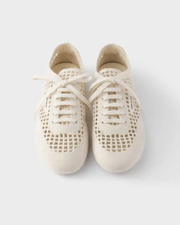 Prada Collapse Crochet Laced Sneakers - Ivory