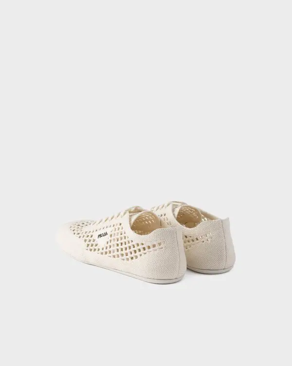 Prada Collapse Crochet Laced Sneakers - Ivory