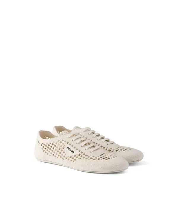 Prada Collapse Crochet Laced Sneakers - Neutral