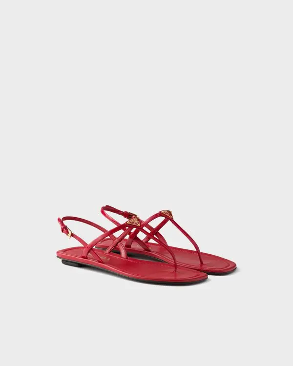 Prada Patent Leather Thong Sandals - Red
