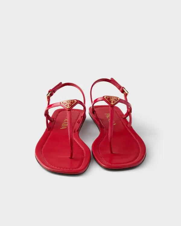 Prada Patent Leather Thong Sandals - Red