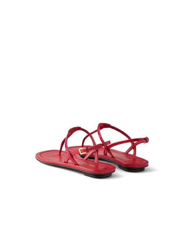 Prada Patent Leather Thong Sandals - Red