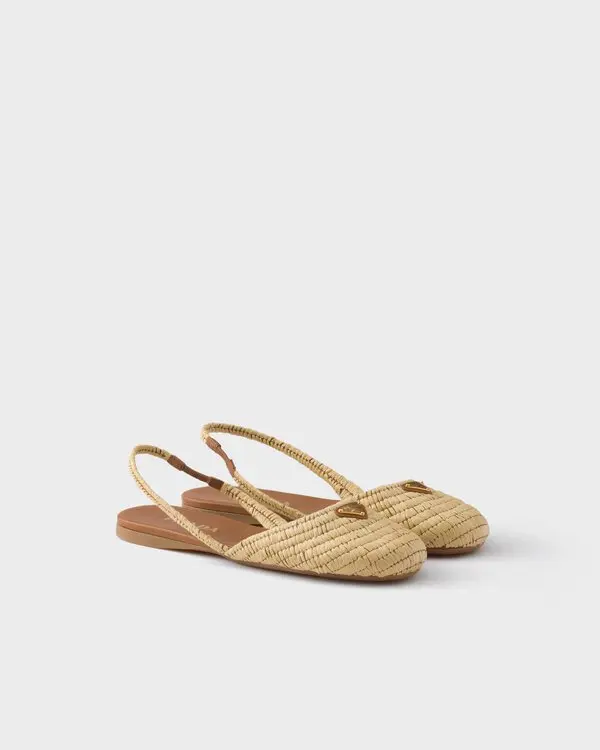 Prada Crochet Slingback Ballerinas - Beige