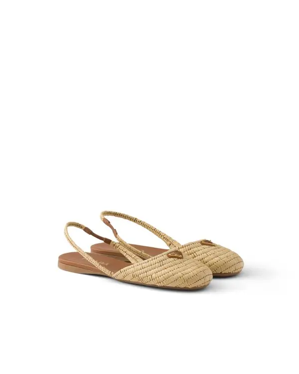 Prada Crochet Slingback Ballerinas - Neutral