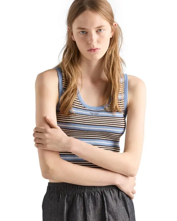Prada Cotton Knit Tank Top - Light Blue