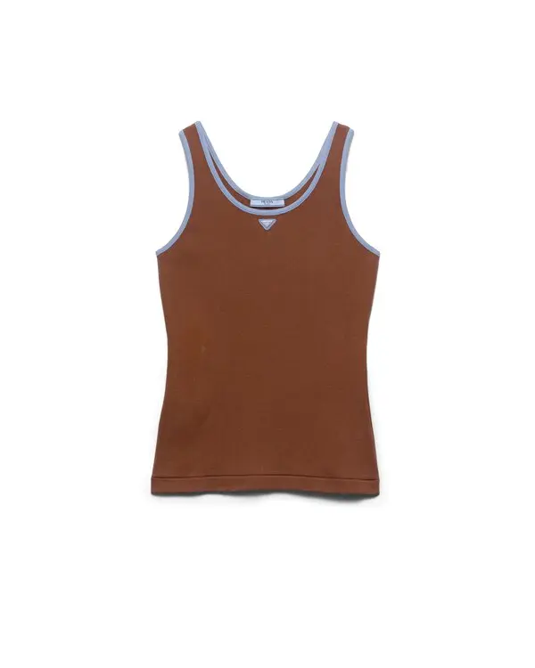 Prada Ribbed Knit Tank Top - Brown