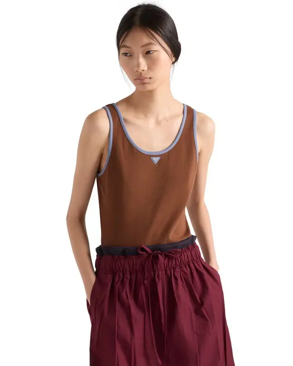 Prada Ribbed Knit Tank Top - Brown