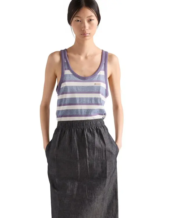 Prada Bayadere Stripe Jersey Tank Top