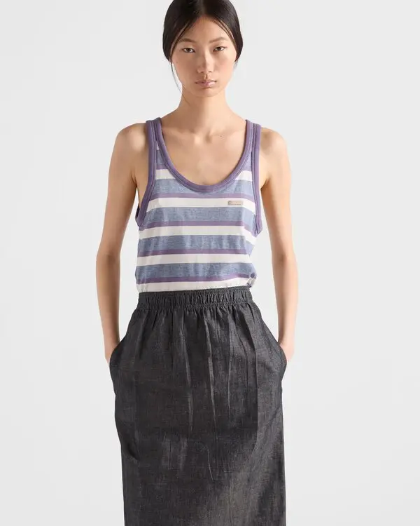 Prada Bayadere Stripe Jersey Tank Top