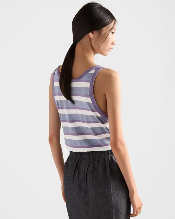 Prada Bayadere Stripe Jersey Tank Top