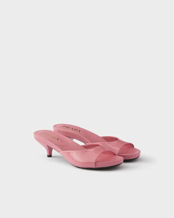 Prada Patent Leather Kitten Heel Sandals