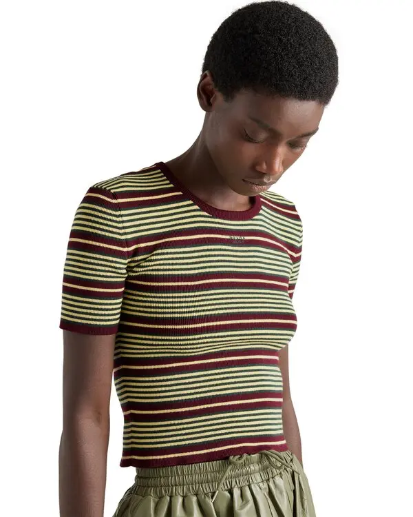 Prada Short-sleeved Striped Sweater - Red