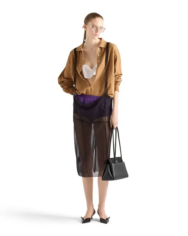 Prada Midi-skirt With Suspender Straps