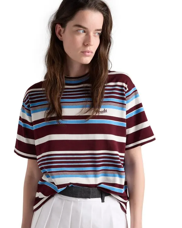 Prada Striped Cotton Crew-neck Sweater