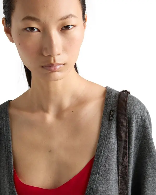 Prada Cashmere V-neck Sweater - Grey