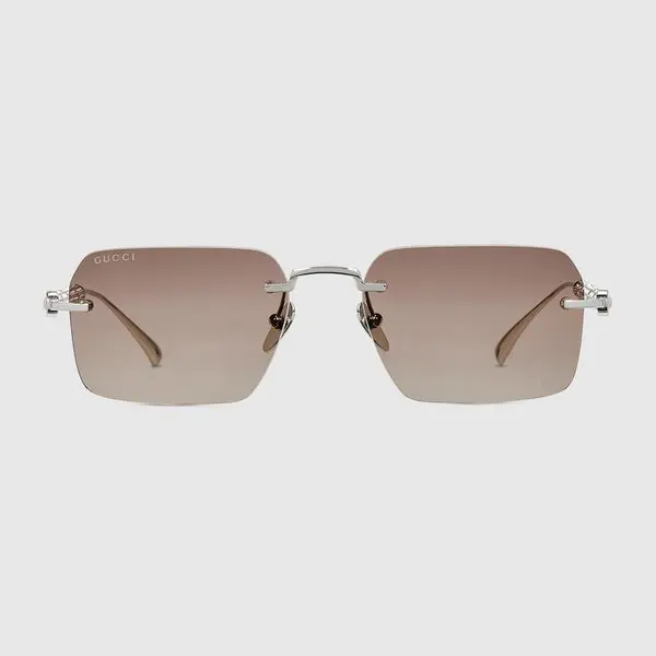 Gucci Frameless Rectangular Sunglasses - Silver
