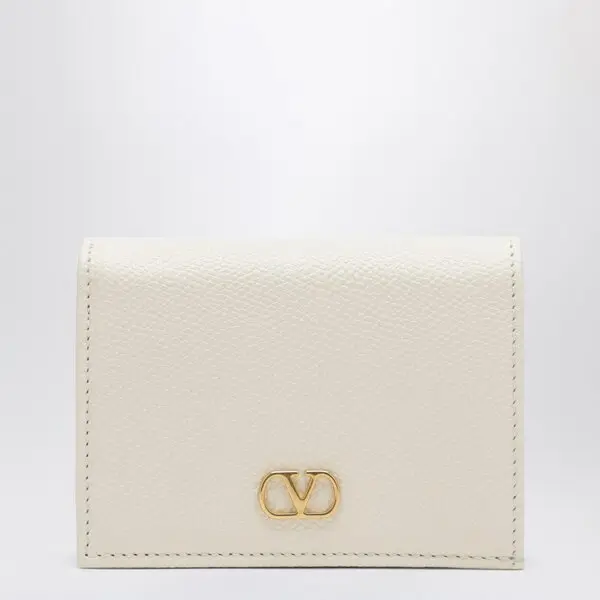 Valentino Garavani Vlogo Signature Ivory Leather Wallet - White