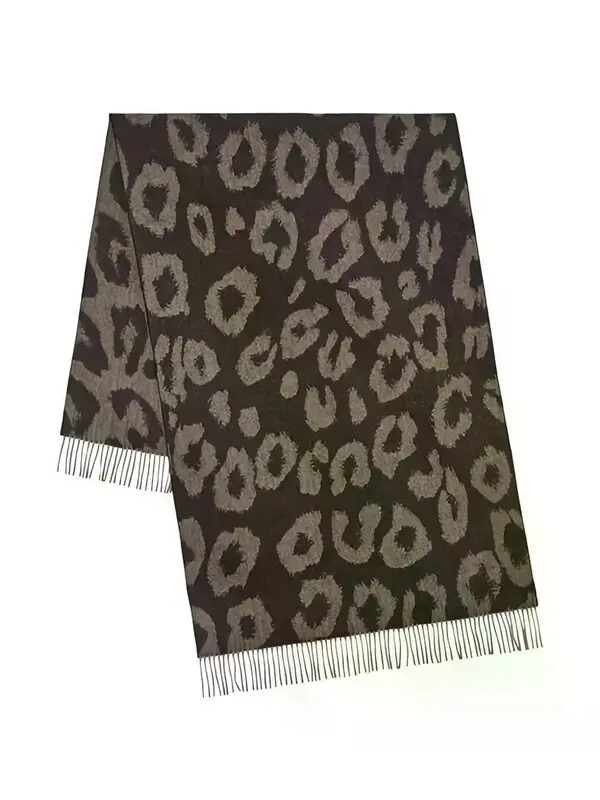 Mulberry Leopard-print Fringed Scarf