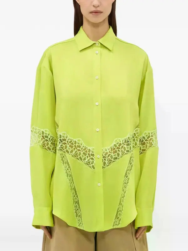 MSGM Lace Panel Shirt - Green