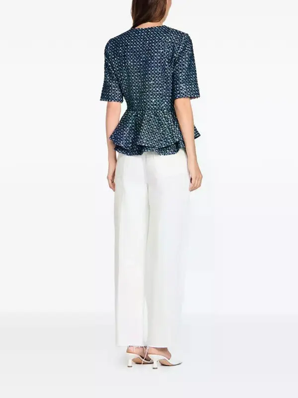 Sandro Sequinned Peplum Top - Blue