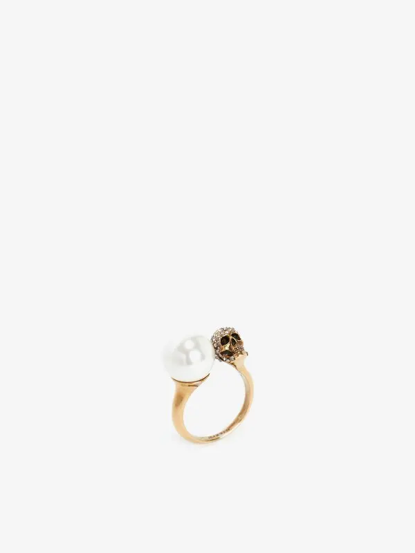 Alexander McQueen Pearl-like Skull Ring