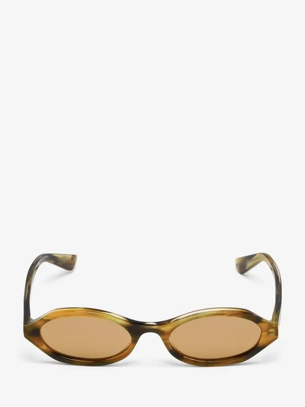 Alexander McQueen Geometric Oval Sunglasses - Dark Brown
