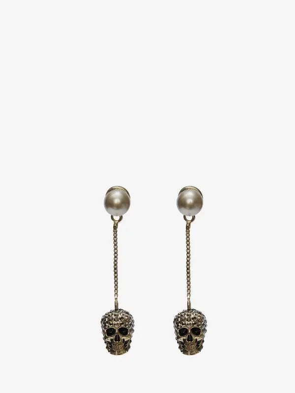 Alexander McQueen Pave Skull Chain Earrings - Gold-finish