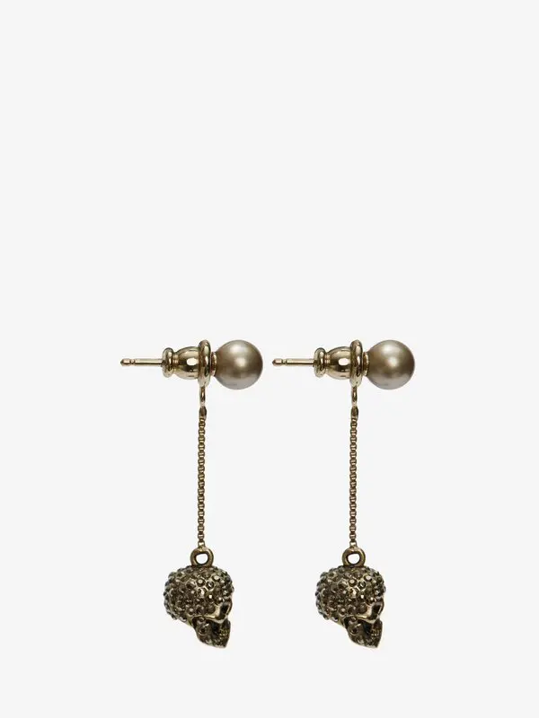 Alexander McQueen Pave Skull Chain Earrings