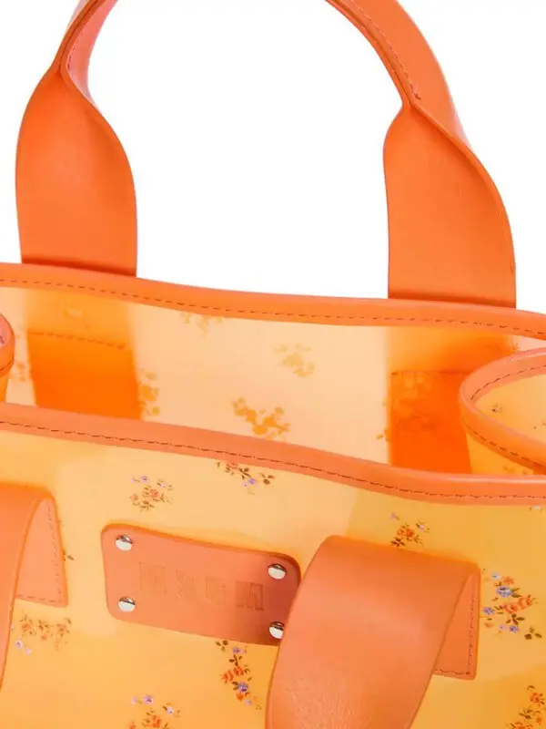 MSGM Floral Handle Tote Bag - Orange
