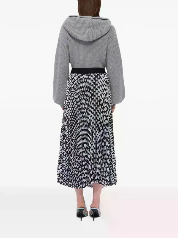 MSGM Printed Pleated Midi Skirt - Black