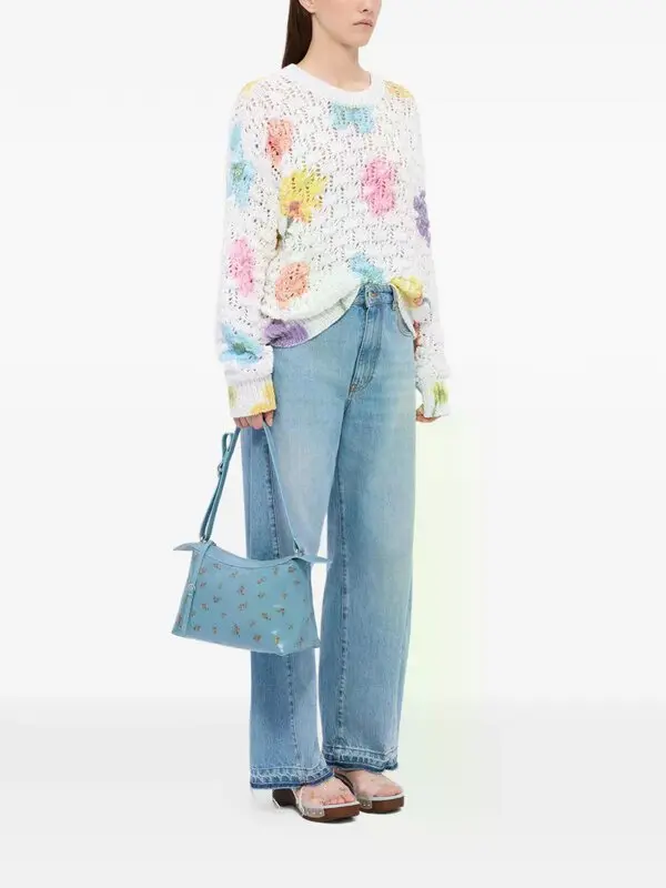 MSGM Floral-print Shoulder Bag - Blue