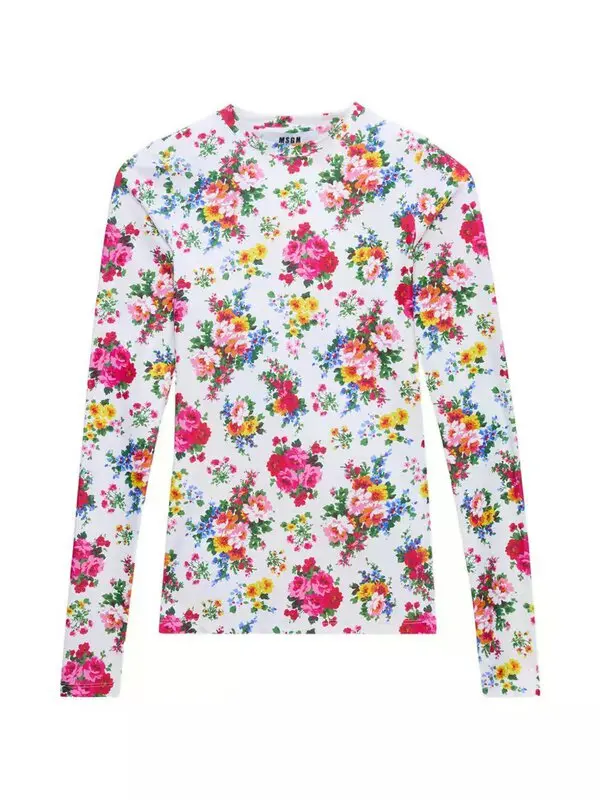 MSGM Floral-pattern T-shirt - White