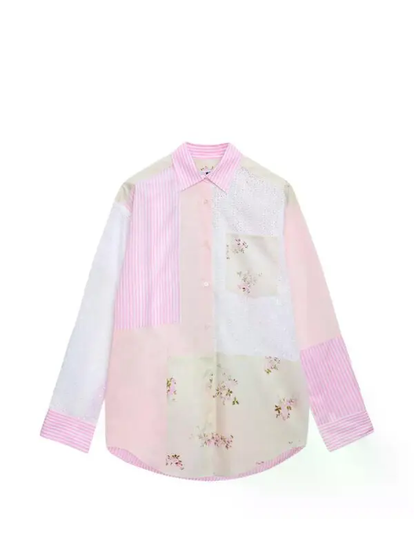 MSGM Striped Floral Print Shirt