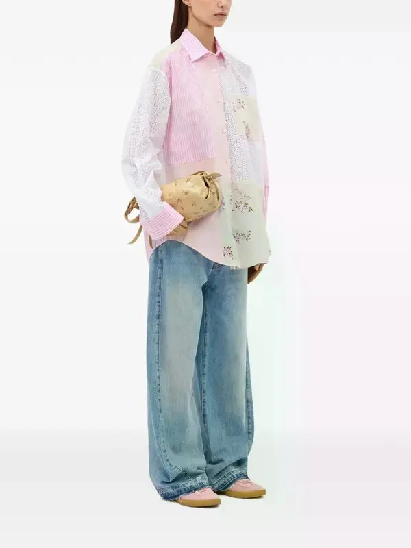 MSGM Striped Floral Print Shirt