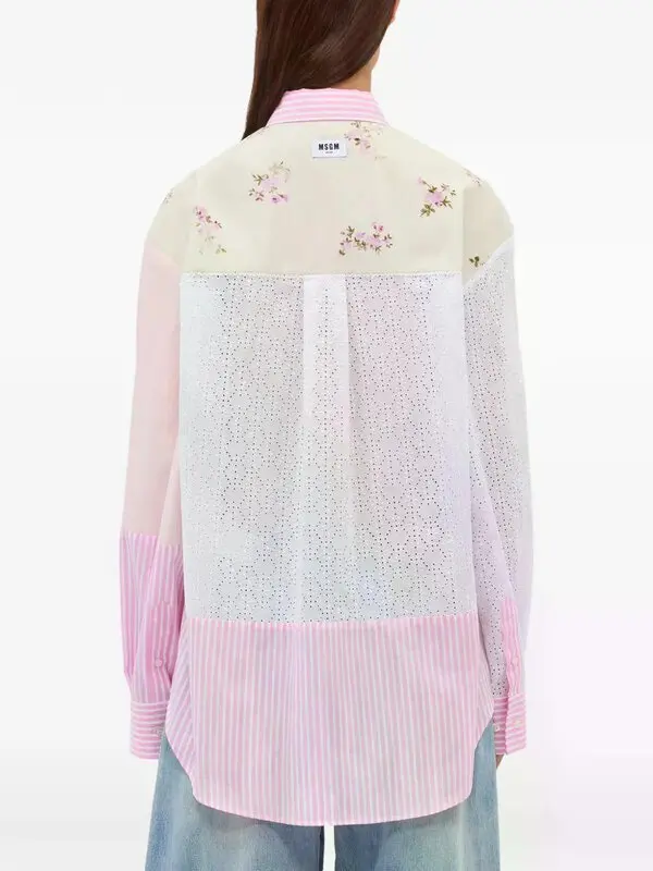 MSGM Striped Floral Print Shirt