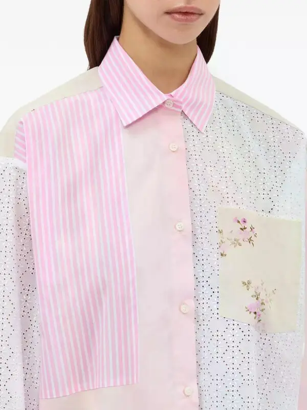 MSGM Striped Floral Print Shirt