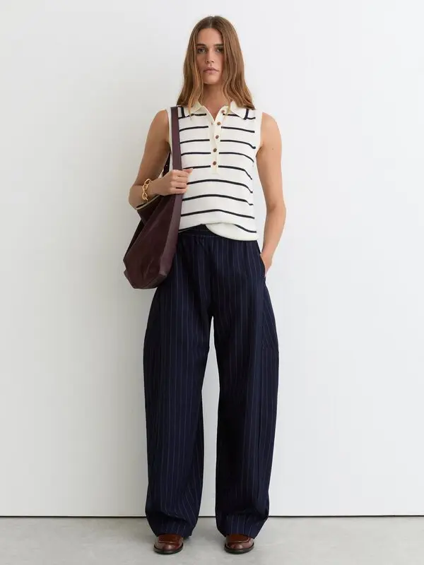 REISS Wool-cashmere Stripe Polo Vest