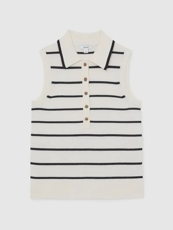 REISS Wool-cashmere Stripe Polo Vest
