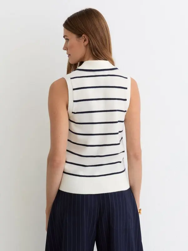REISS Wool-cashmere Stripe Polo Vest
