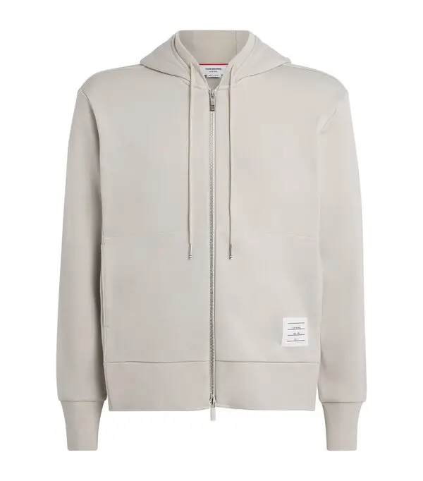Thom Browne Cotton 4-bar Zip-up Hoodie - Beige