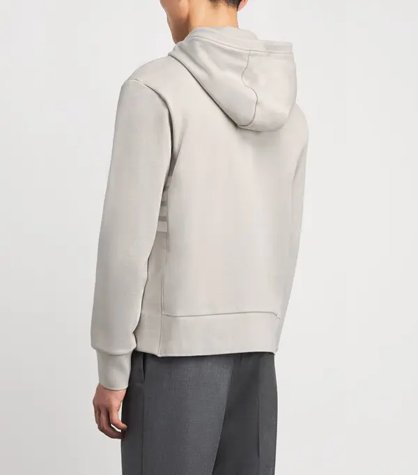 Thom Browne Cotton 4-bar Zip-up Hoodie - Beige