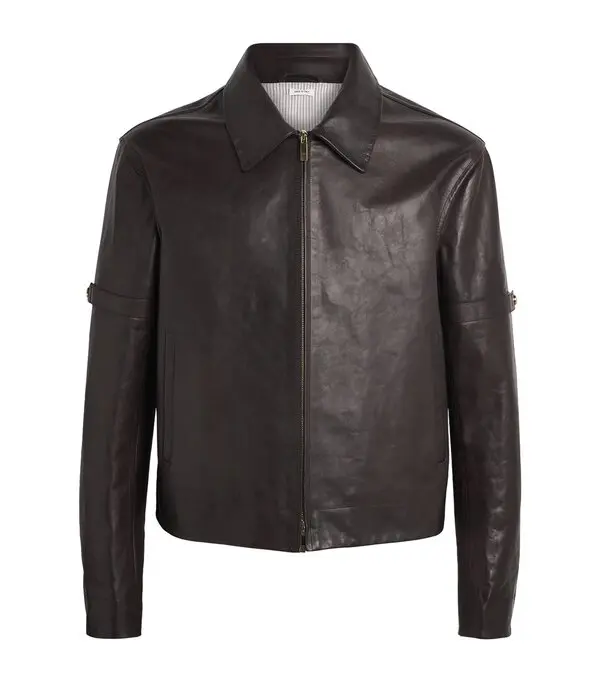 Thom Browne Leather Zip-up Blouson Jacket
