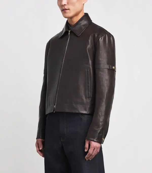 Thom Browne Leather Zip-up Blouson Jacket